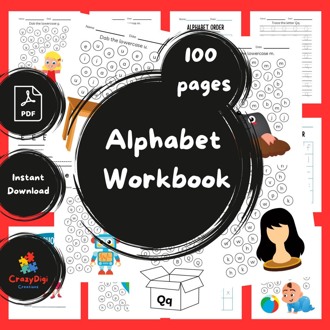Alphabet Preschool Workbook Printable 100 Engaging Pages of Letter ...