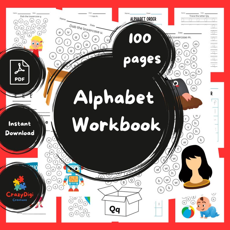 Alphabet Preschool Workbook Printable 100 Engaging Pages of Letter ...