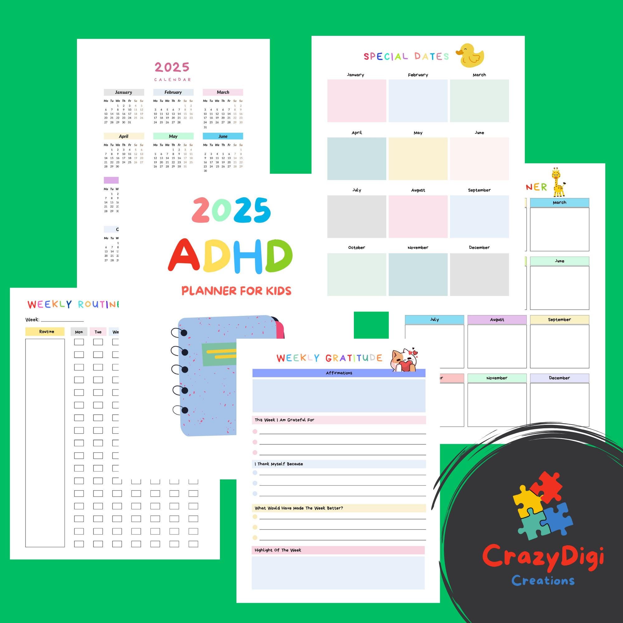 2025 ADHD Planner for Kids: Printable Daily Organizer to Help Kids Stay ...