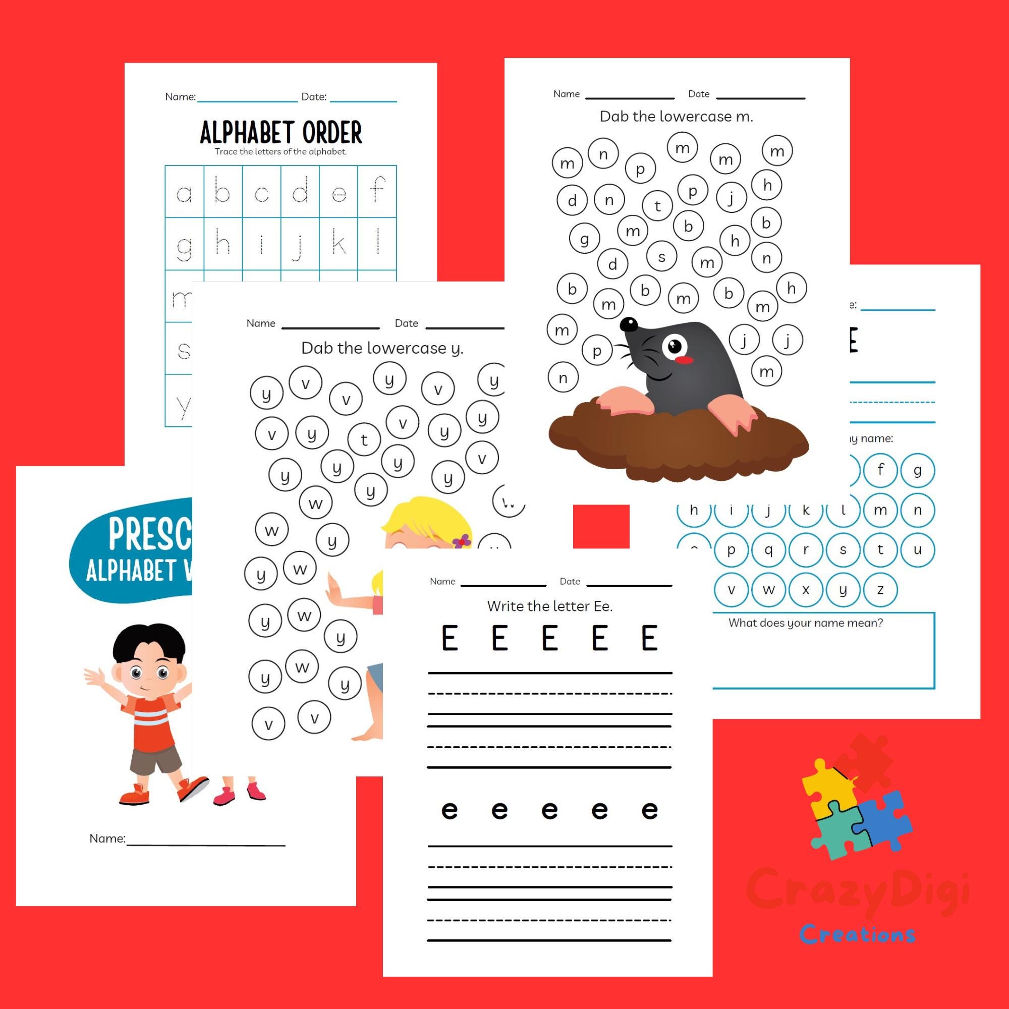 Alphabet Preschool Workbook Printable 100 Engaging Pages of Letter ...