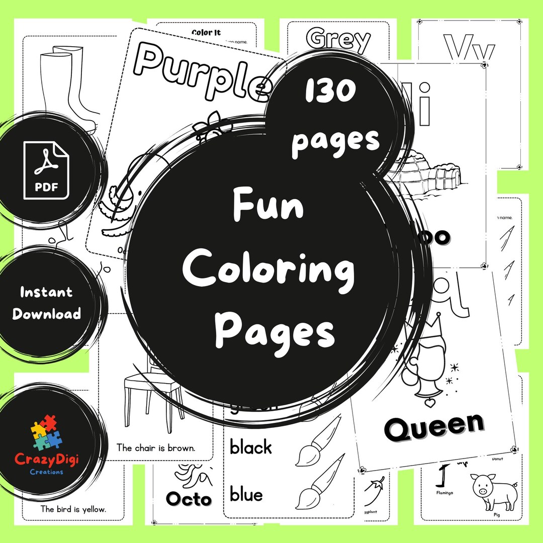 130 Printable Coloring Pages for Kids – Color by Number, Alphabet Color ...