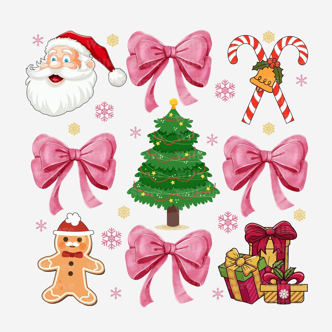 Coquette Christmas PNG, Coquette Bow Png, Xmas Holidays Png, Girly ...
