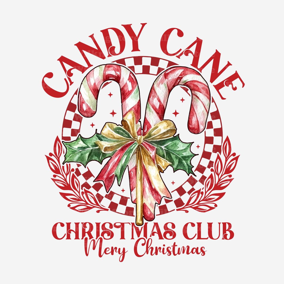 Retro Candy Cane Christmas Club PNG, Christmas Season Png, Merry ...