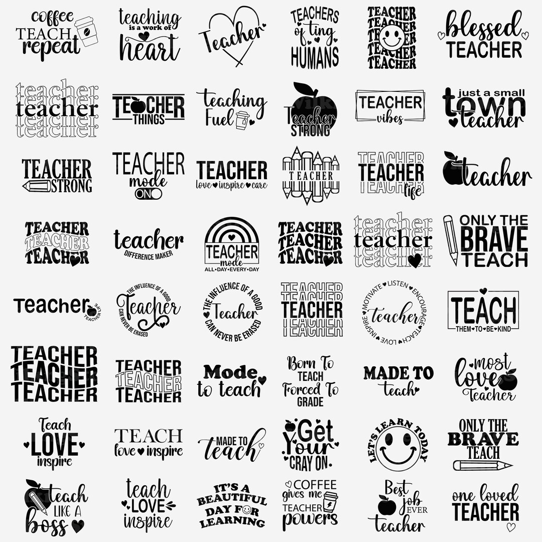 Teacher SVG Bundle, Teacher Quote Svg, Teacher Svg, School Svg, Teacher ...