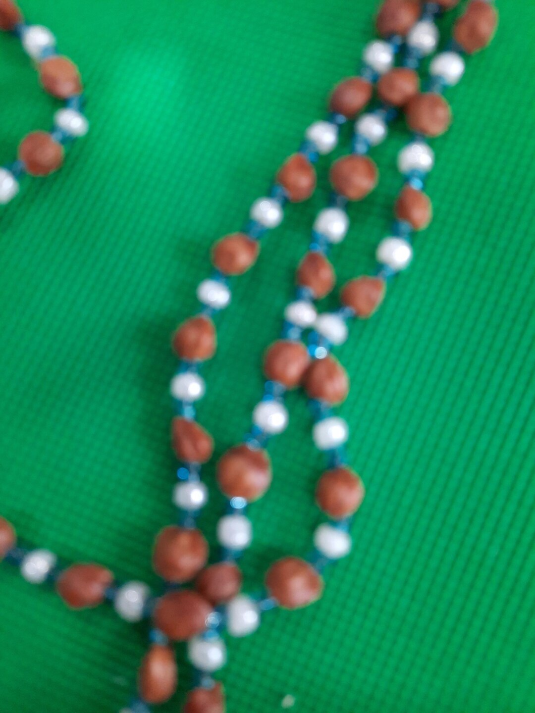 Five Feet of Continuous Beads. Wood and Faux Pearls With Teal This ...