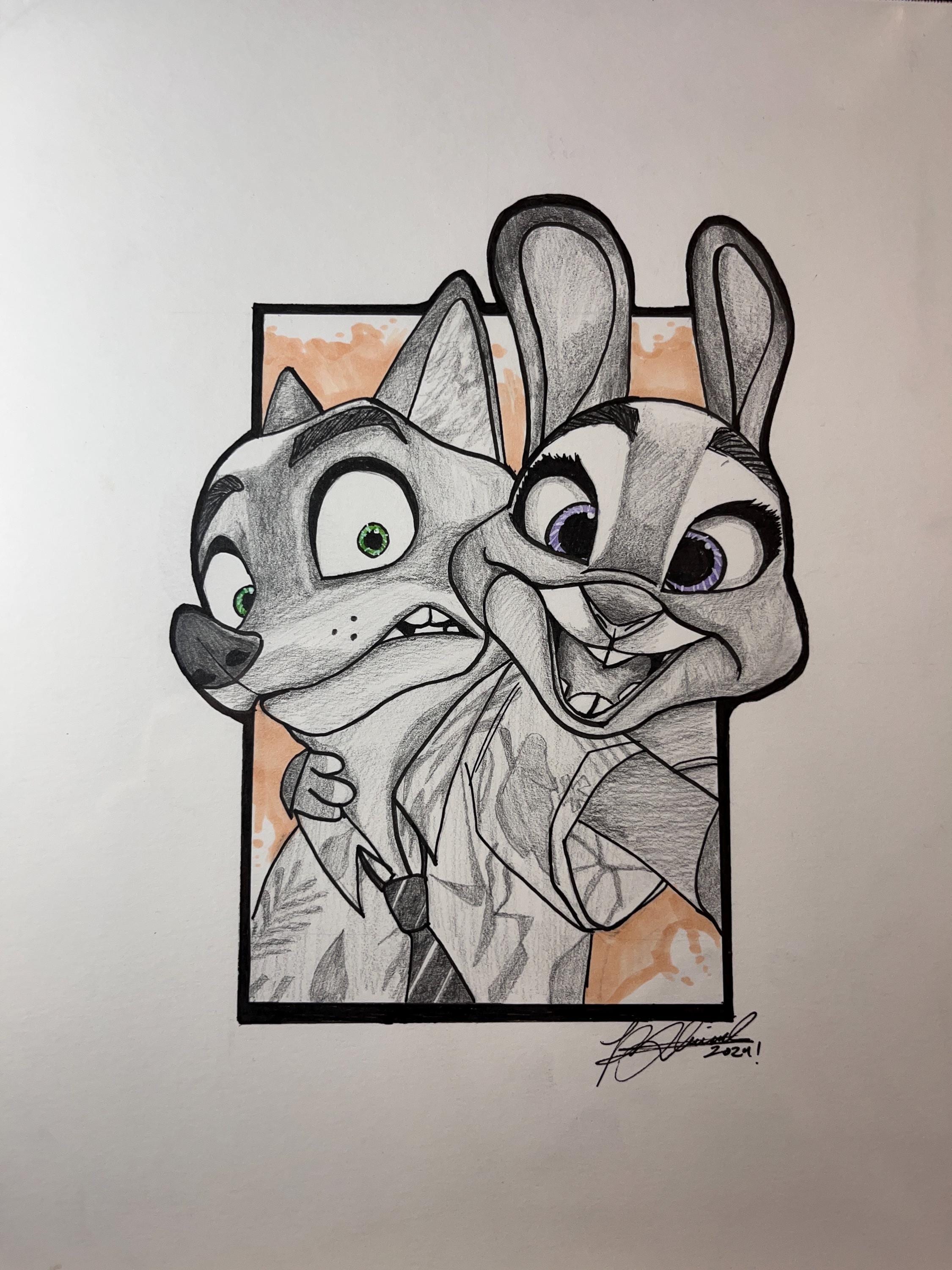 Judy Hopps & Nick Wilde From Zootopia Sketch 1 of 1 - Etsy