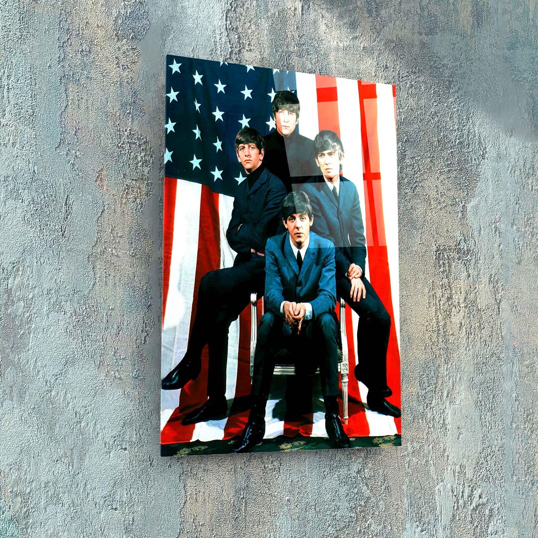 The Beatles Glass Wall Art, the Beatles and Flag Wall Decor, Music ...