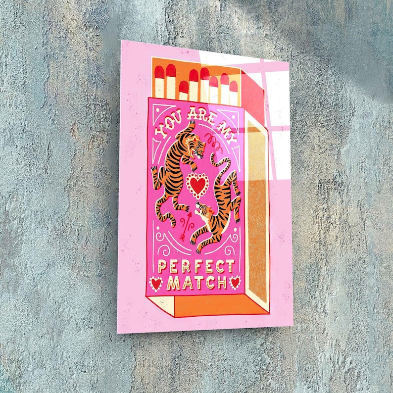 Perfect Match Wall Decor, Love Art, Girlfriend Gift, Valentines Day ...