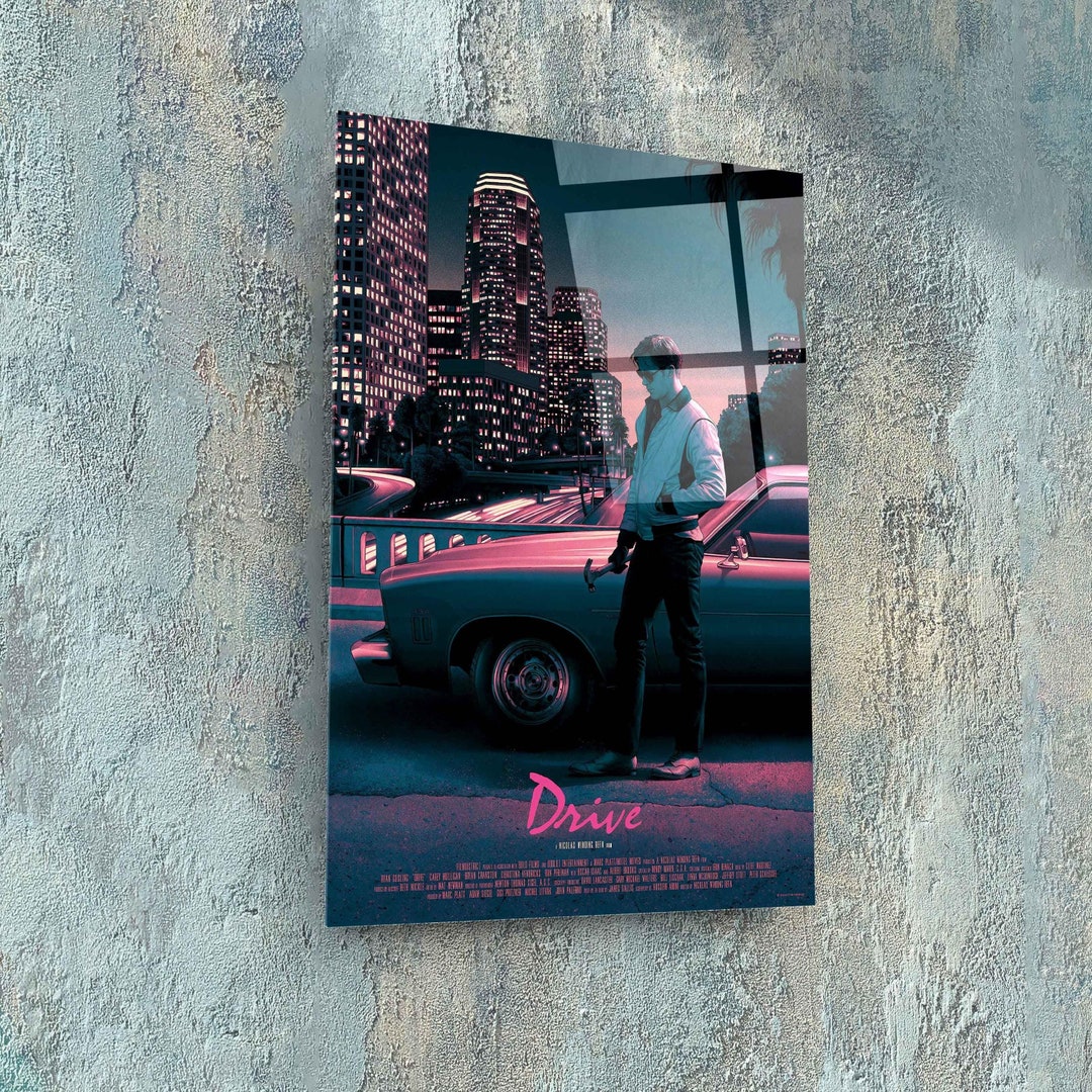 Drive Movie Glass Print, Ryan Gosling Glass Wall Art, Car Movie Fans ...