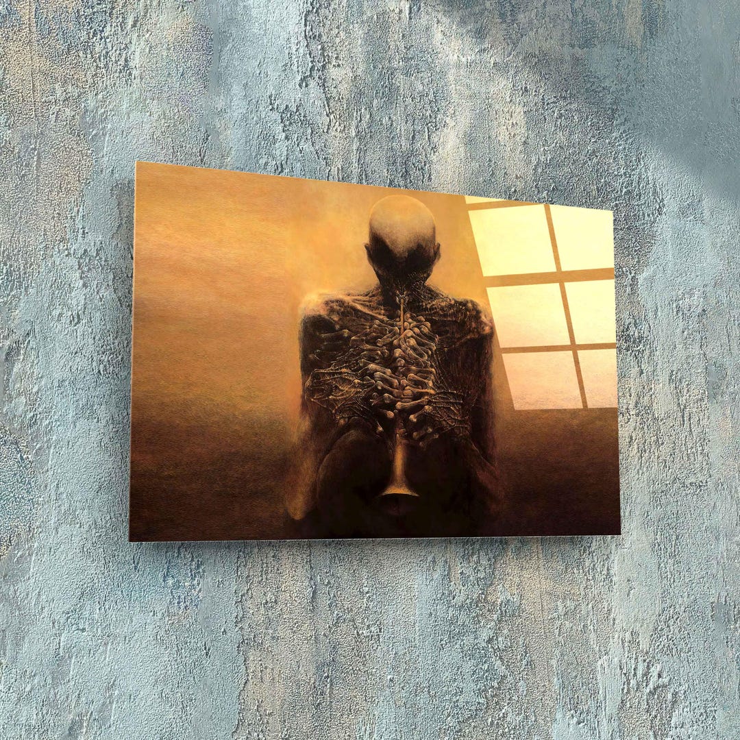 Skeleton Glass Wall Art, Musician Skeleton Wall Art, Zdzislaw Beksinski ...