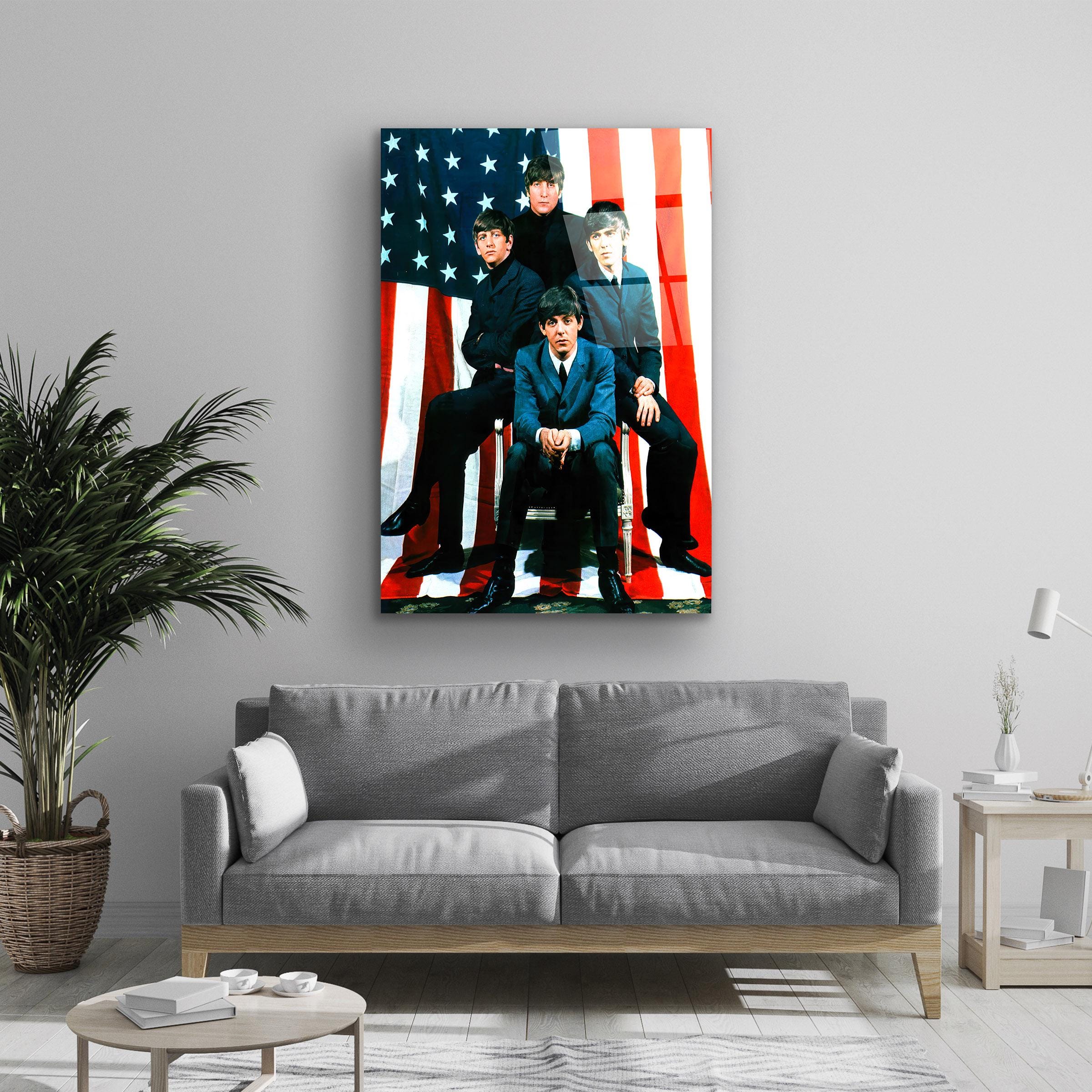 The Beatles Glass Wall Art, the Beatles and Flag Wall Decor, Music ...