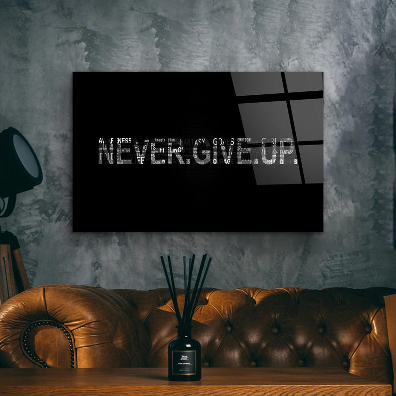 Never Give up Wall Art, Boxing Decor, Office Wall Art, Motivational ...