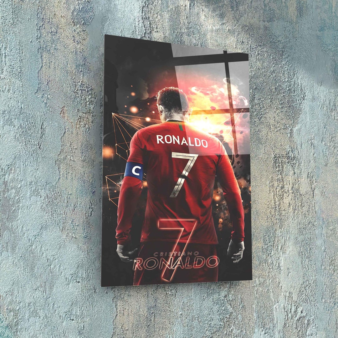 Ronaldo Glass Wall Deocr, Soccer Player Fan Room Decor, Football Lover ...