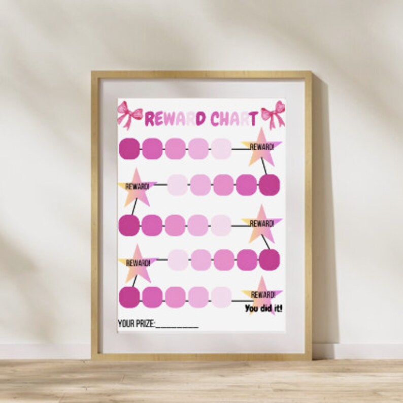 Pink Reward Chart Potty Training Chart Pink Reward Charts Reward Charts ...