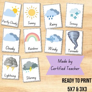 Preschool Weather Flashcards Toddler Weather Flashcards Homeschool ...