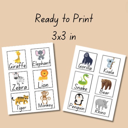 Preschool Zoo Animals Flashcards Toddler Zoo Animals Flashcards ...