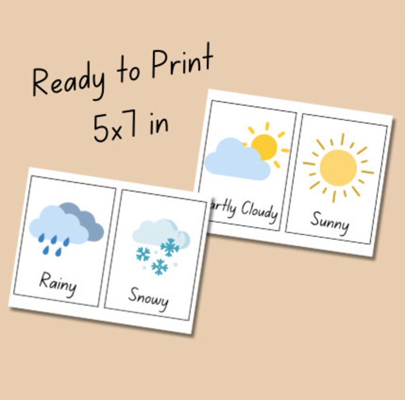 Preschool Weather Flashcards Toddler Weather Flashcards Homeschool ...
