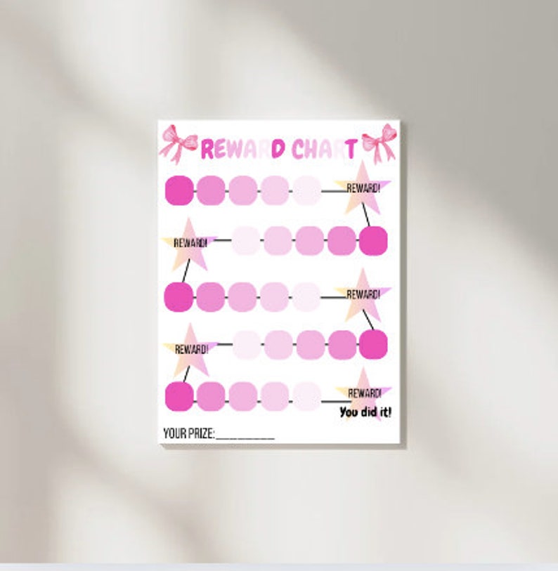 Pink Reward Chart Potty Training Chart Pink Reward Charts Reward Charts ...