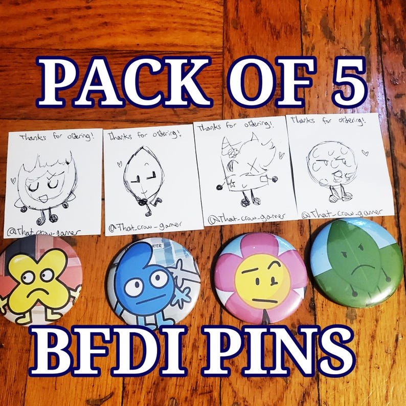 Pack of 5 BFDI Pins (free Shipping) - Etsy