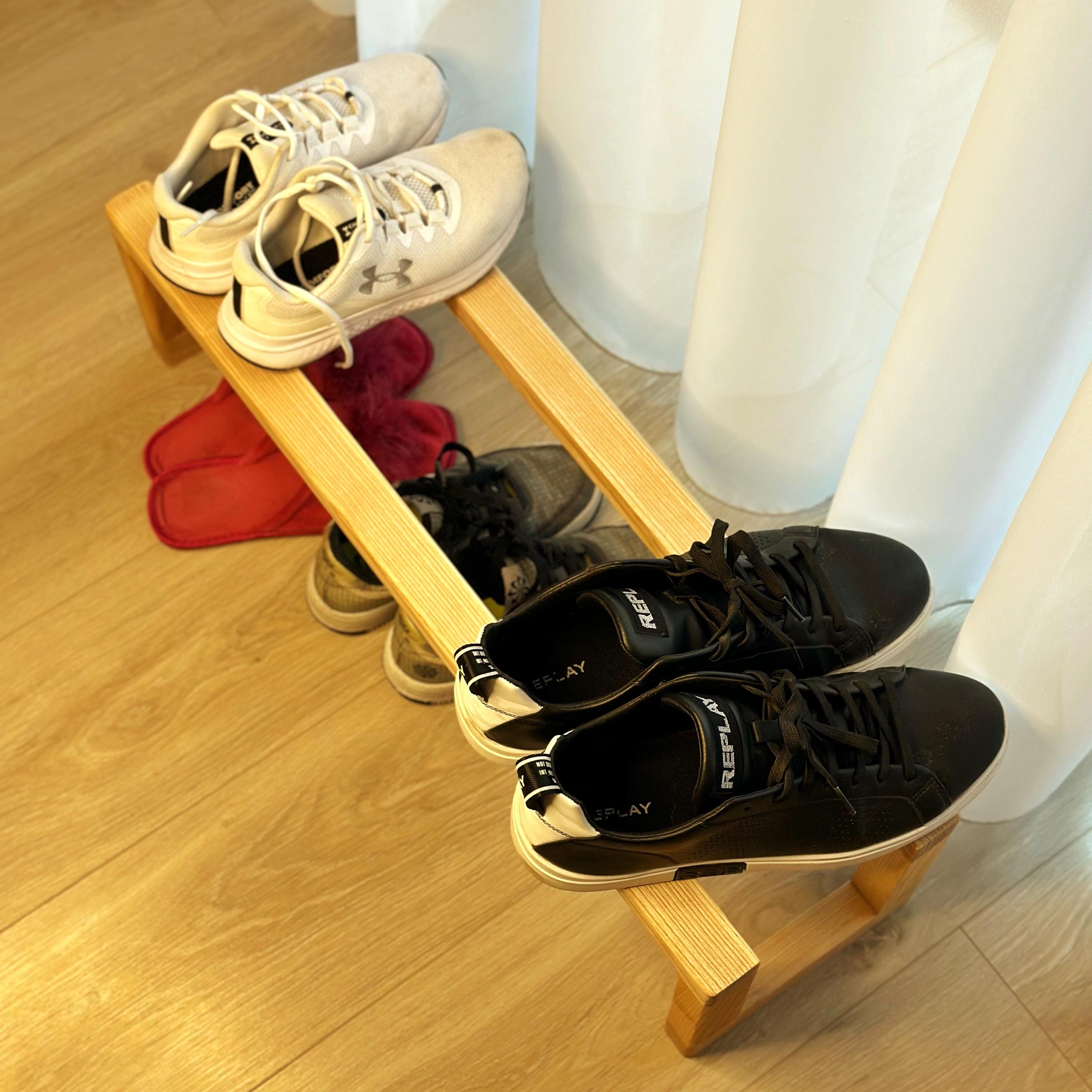 Handcrafted Solid Oak Shoe Rack With Natural Wood Finish – Durable ...