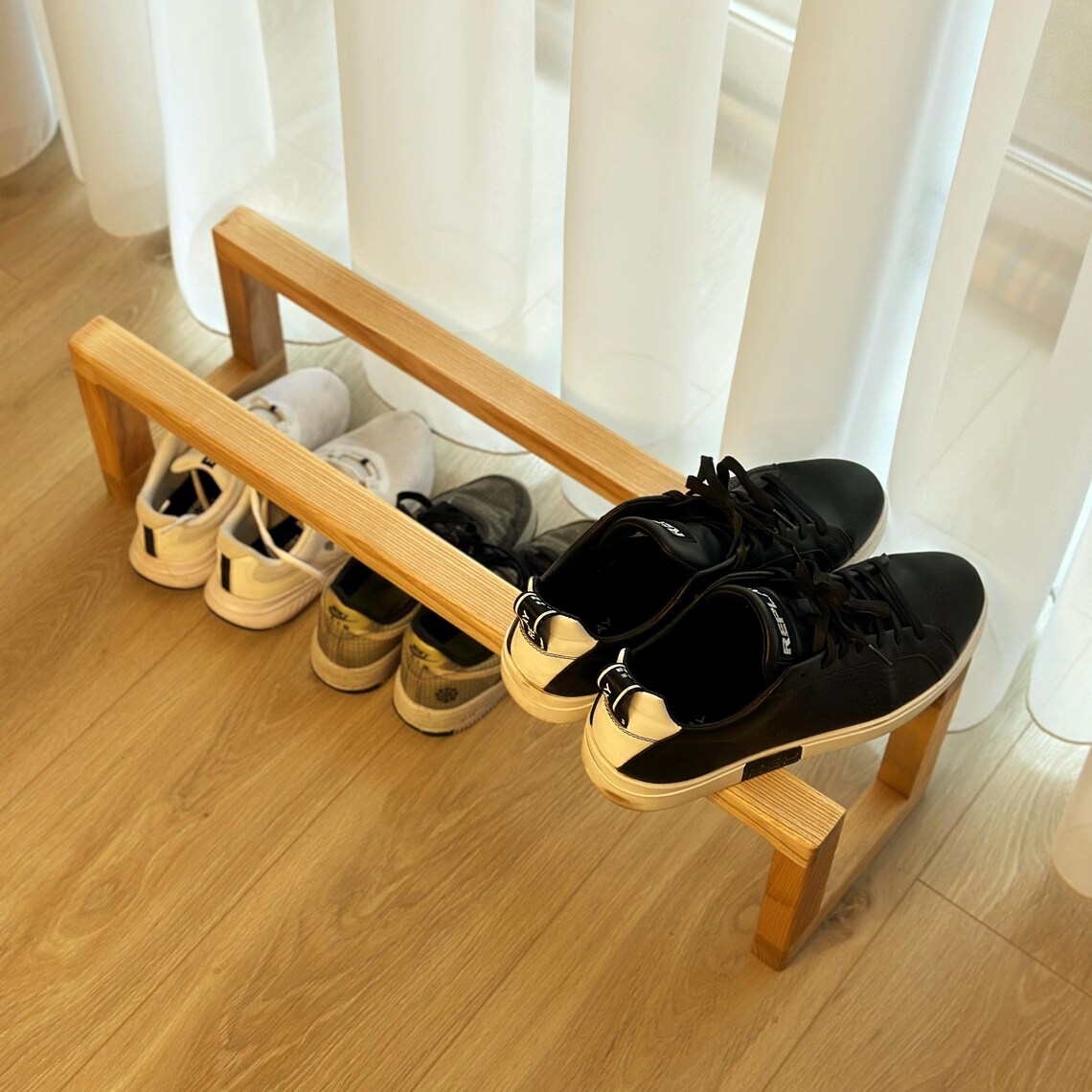 Solid Oak Shoe Rack, Handmade Oak Organizer for Entryway, Durable and ...