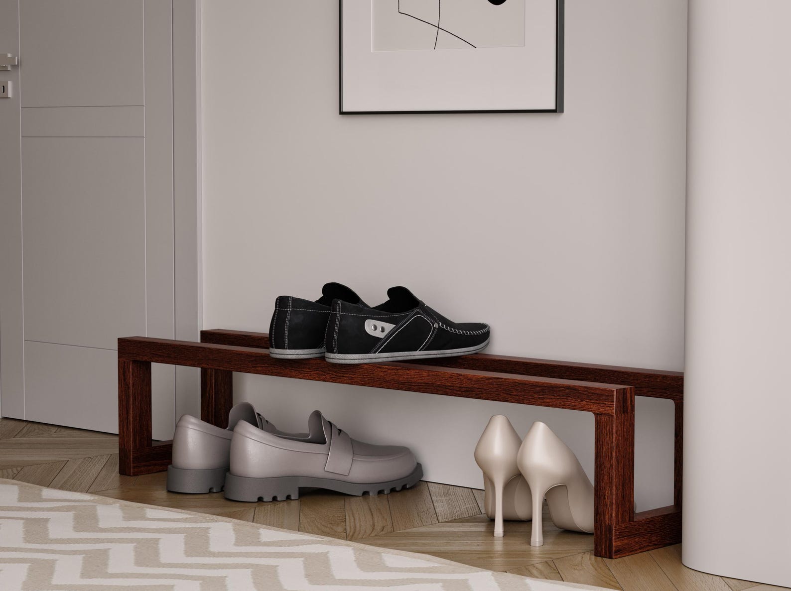 Solid Shoe Rack, Handmade Oak Shoe Shelf for Entryway, Durable & Eco ...