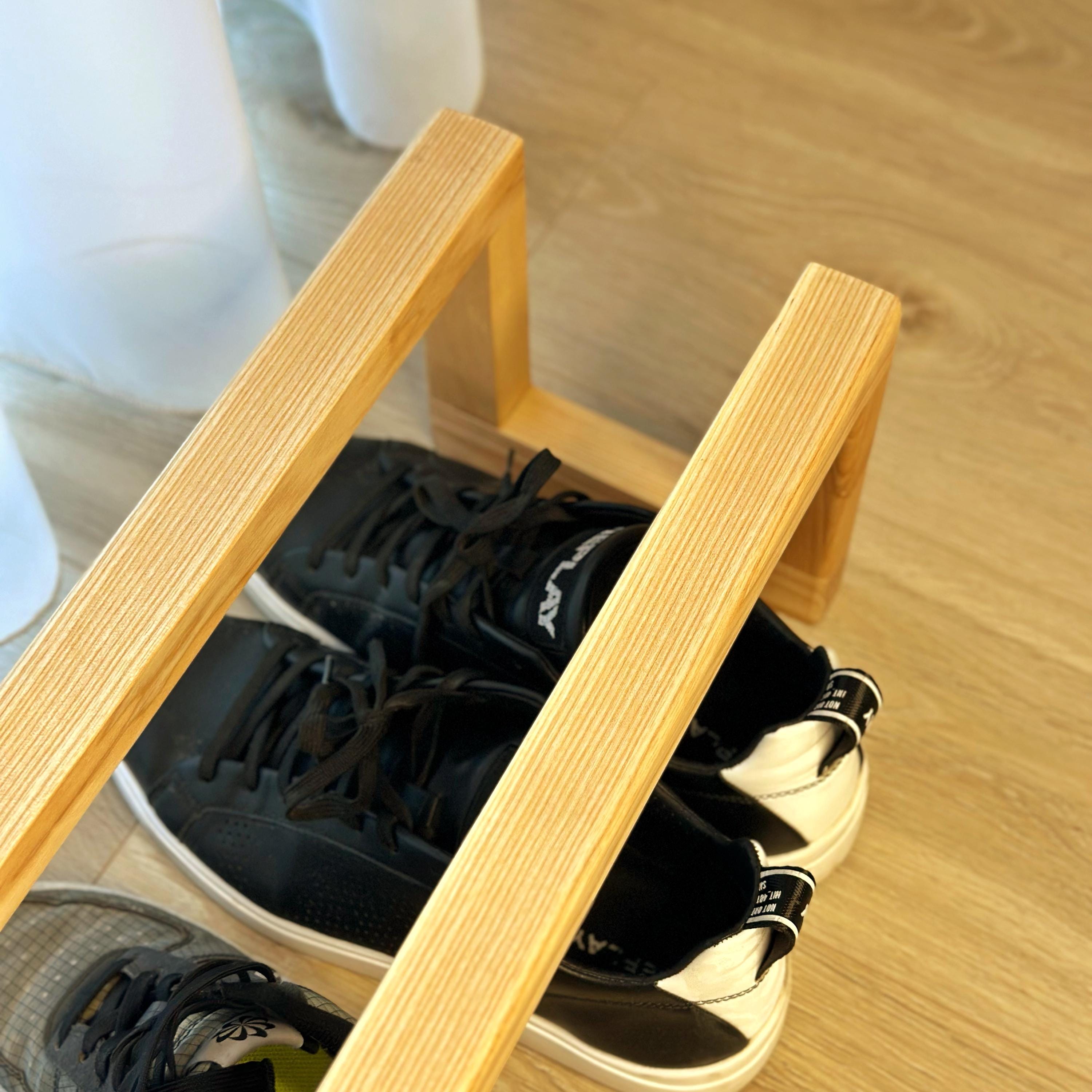 Handcrafted Solid Oak Shoe Rack With Natural Wood Finish – Durable ...