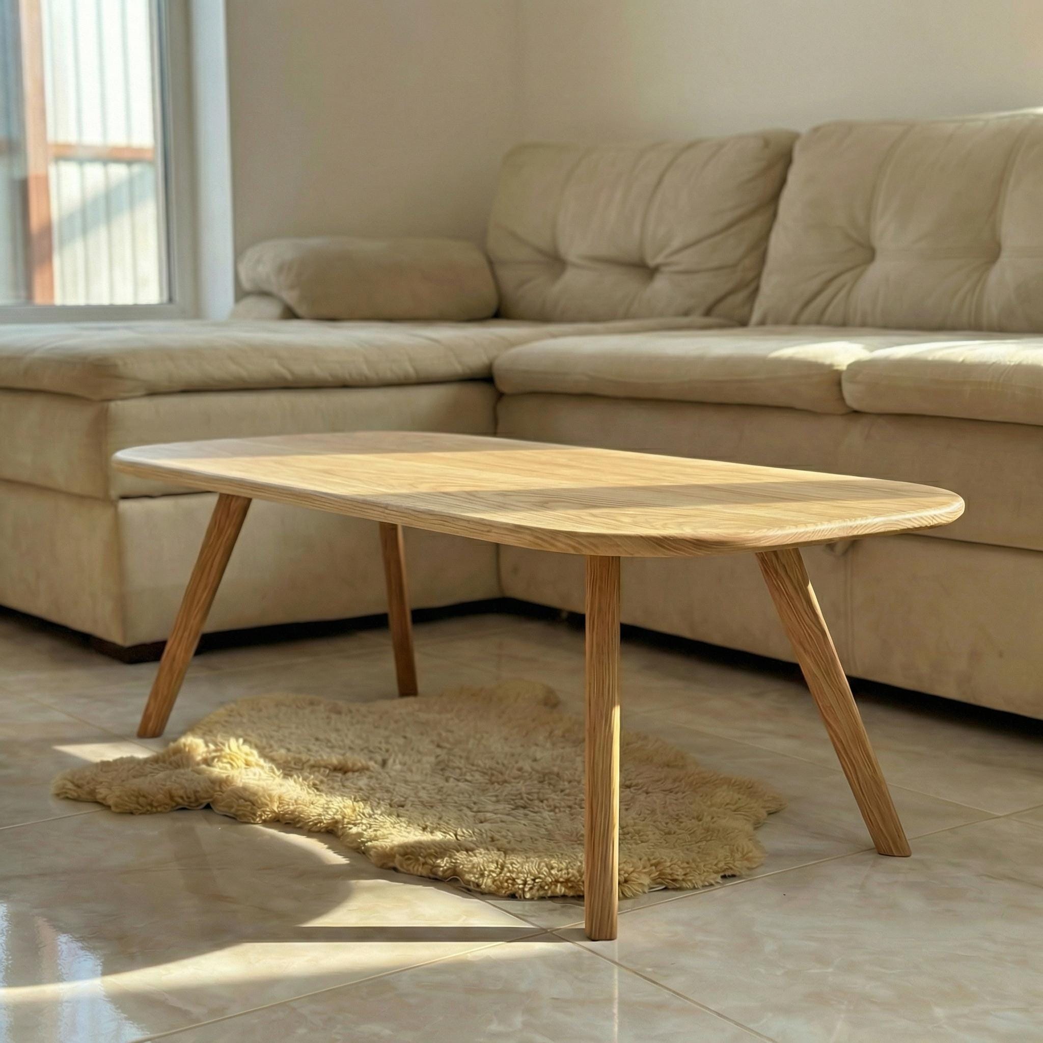 Compact Ash Coffee Table – Small Space Solid Wood Living Room Table ...