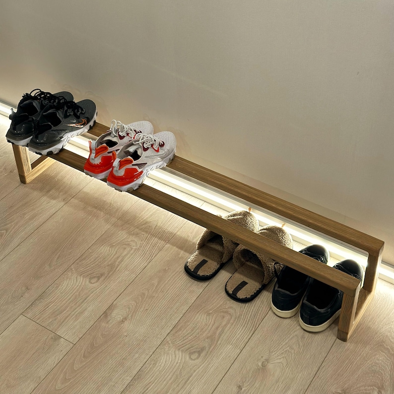 Solid Oak Shoe Rack, Handmade Oak Organizer for Entryway, Durable and ...