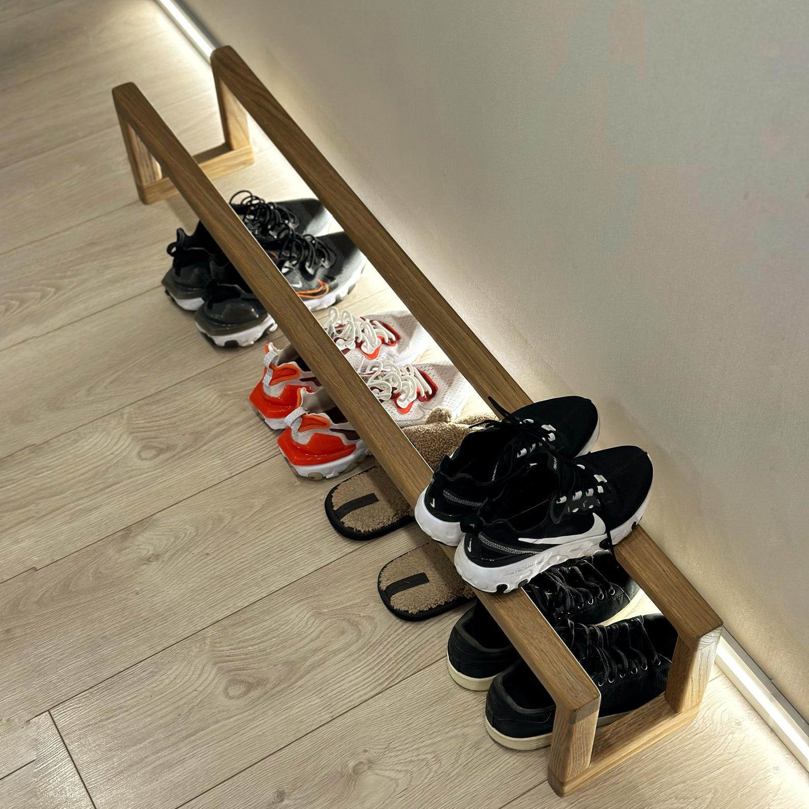 Solid Oak Shoe Rack, Handmade Oak Organizer for Entryway, Durable and ...