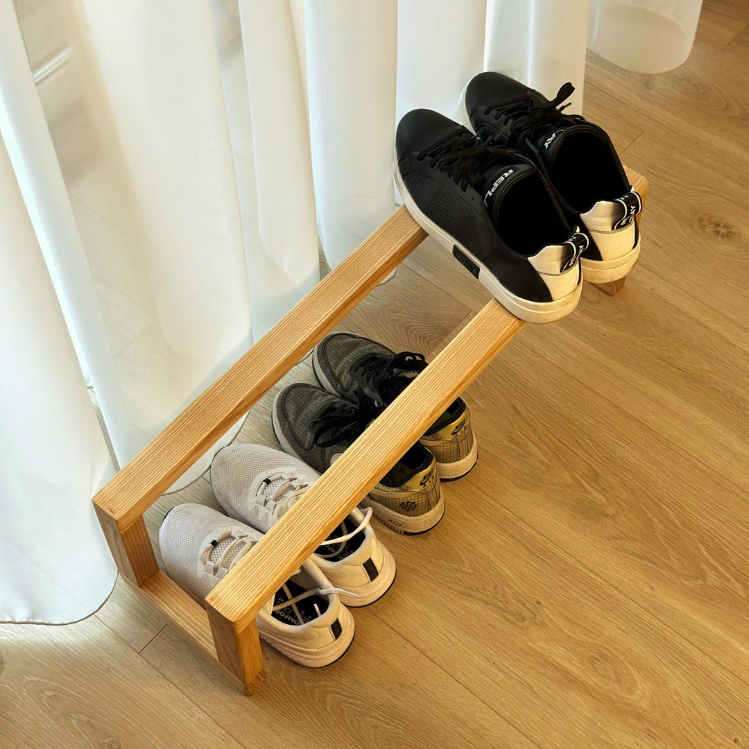 Solid Oak Shoe Rack, Handmade Oak Organizer for Entryway, Durable and ...