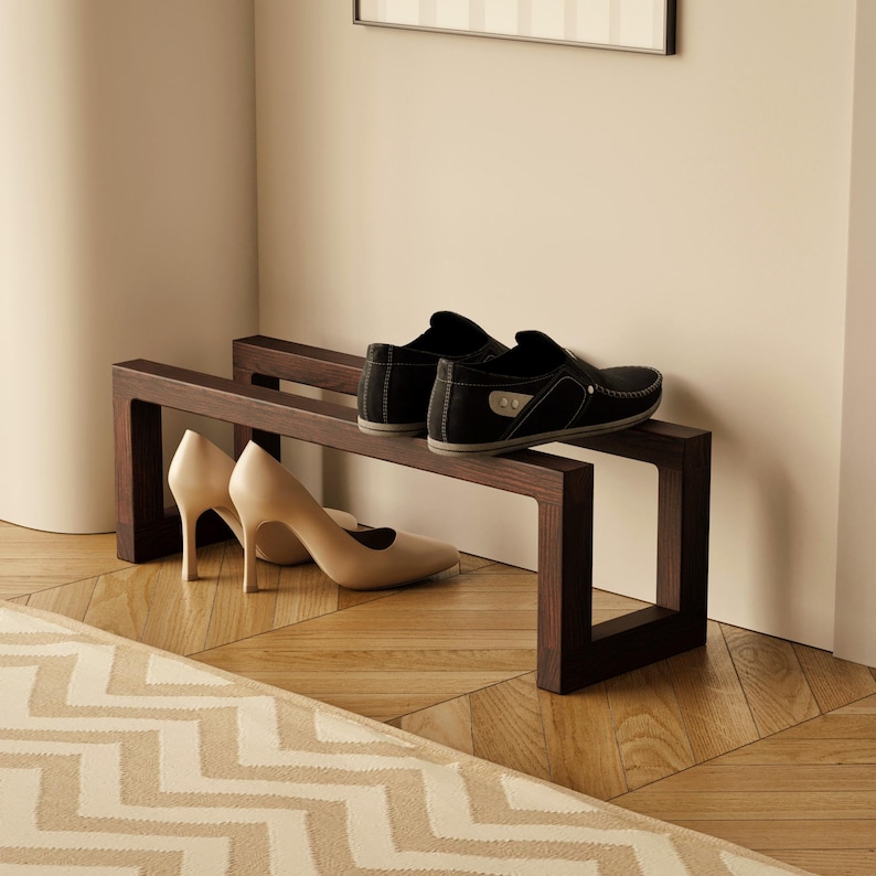 Solid Oak Shoe Rack, Custom Oak Furniture for Home, Durable and Eco ...