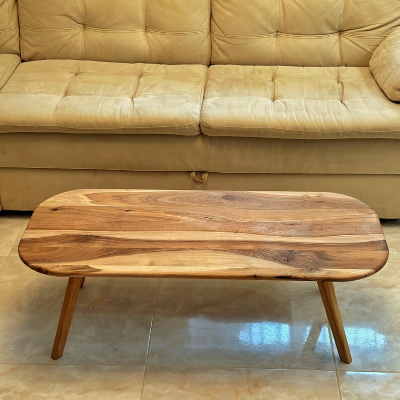 Aesthetic Walnut Wood Coffee Table – Unique Minimalist Design, Scandi ...
