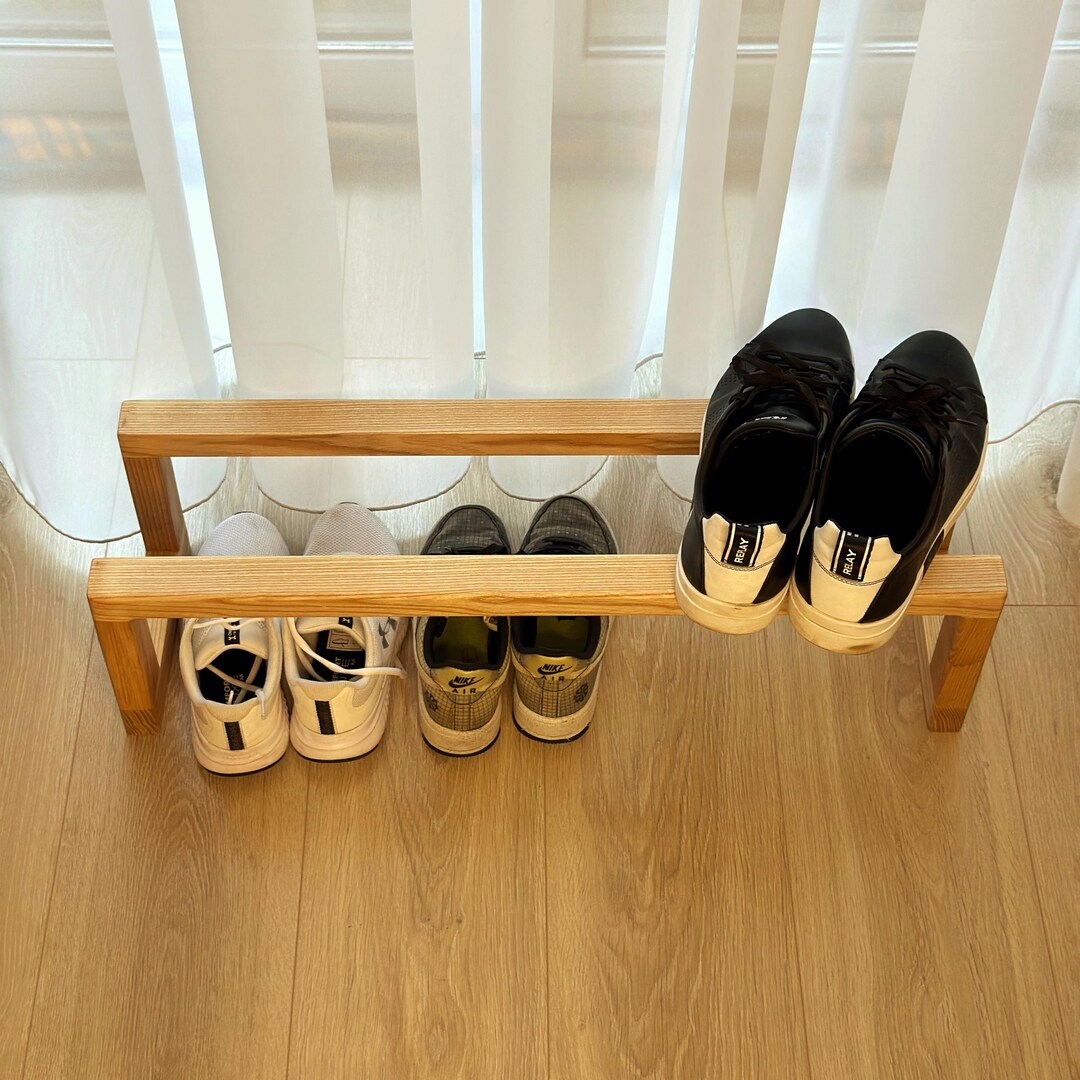 Handcrafted Solid Oak Shoe Rack With Natural Wood Finish – Durable ...
