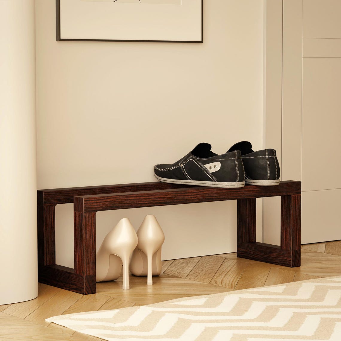 Solid Oak Shoe Rack, Custom Oak Furniture for Home, Durable and Eco ...