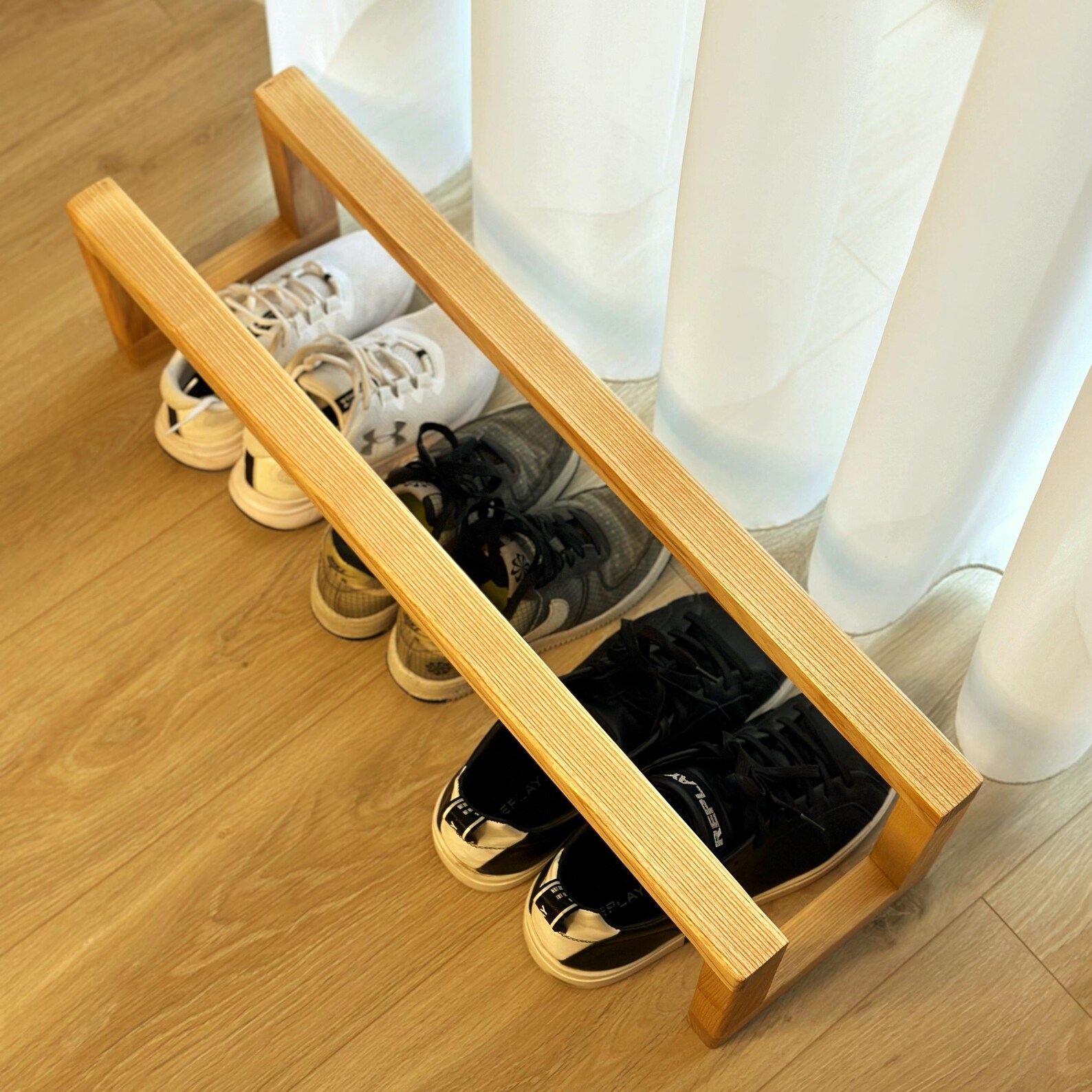 Solid Oak Shoe Rack, Handmade Oak Organizer for Entryway, Durable and ...