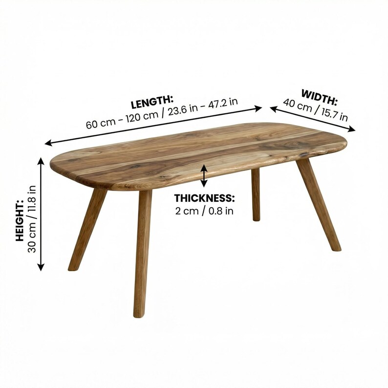 Compact Ash Coffee Table – Small Space Solid Wood Living Room Table ...