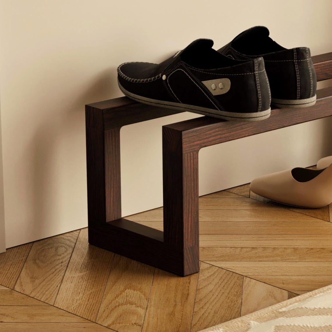 Solid Oak Shoe Rack, Custom Oak Furniture for Home, Durable and Eco ...