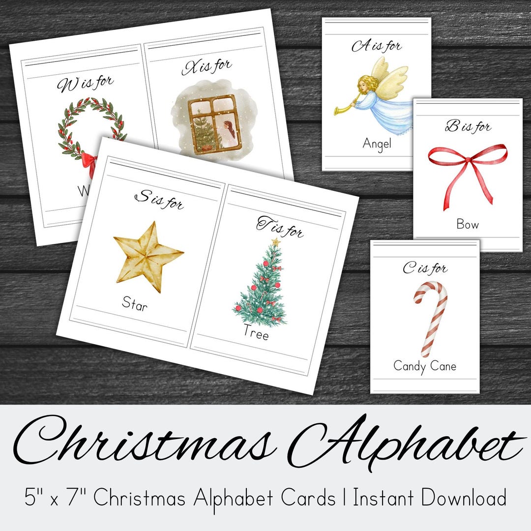 Christmas Alphabet Cards, Homeschool Christmas Flashcards, Printable ...