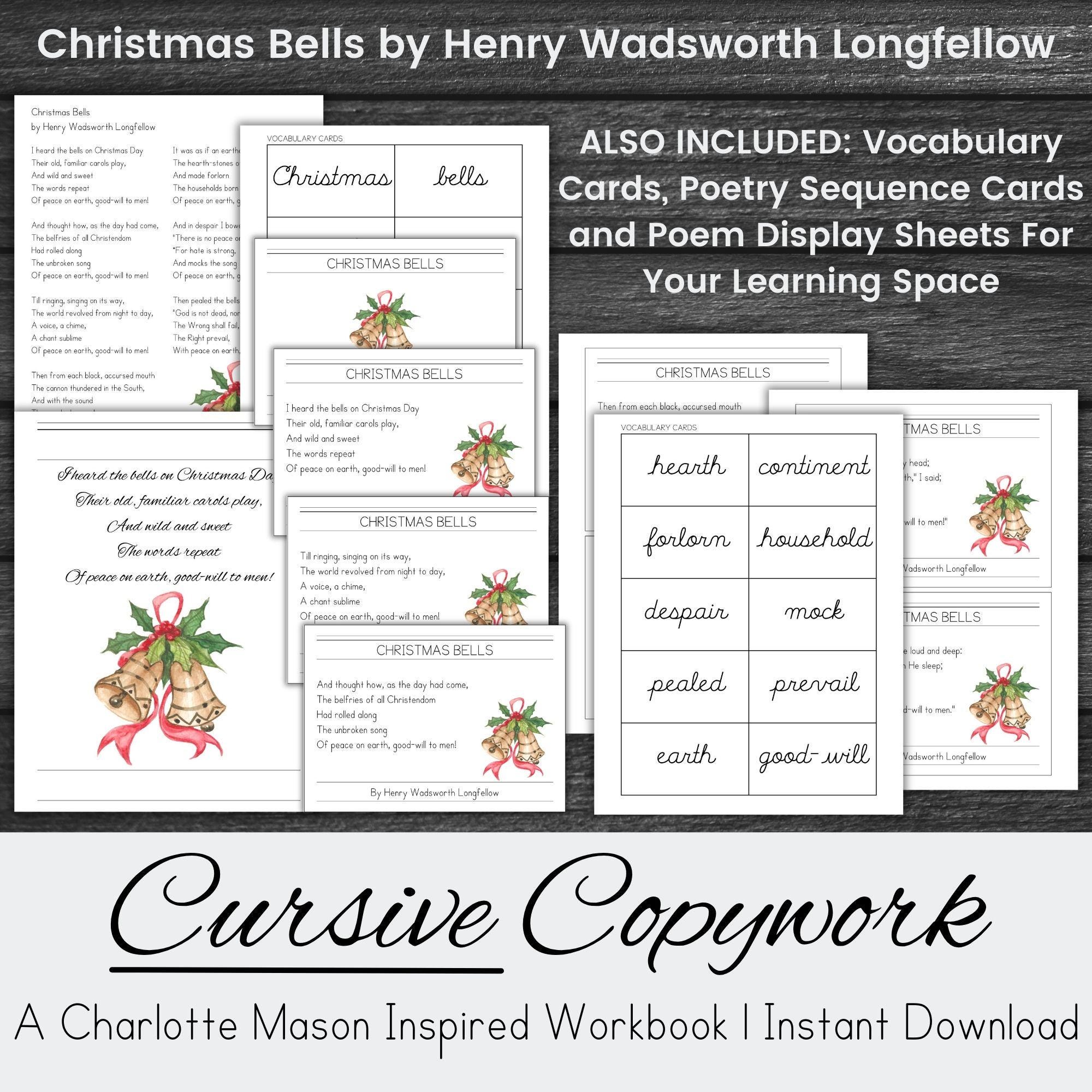 Cursive Copywork Christmas Poem, Cursive Writing Practice Sheets ...