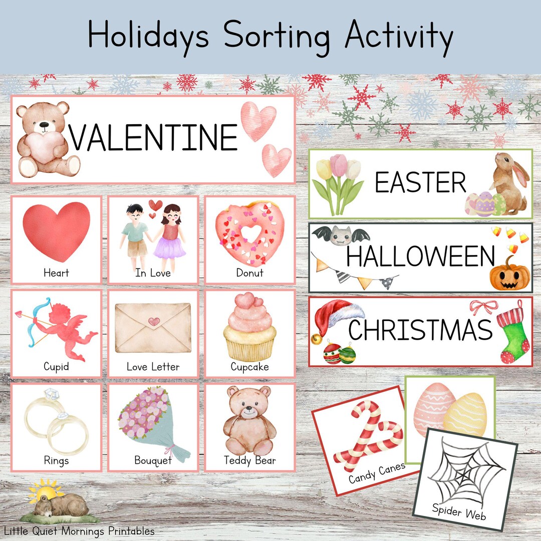 Holidays Sorting Activity, Printable Holidays Category Game for ...