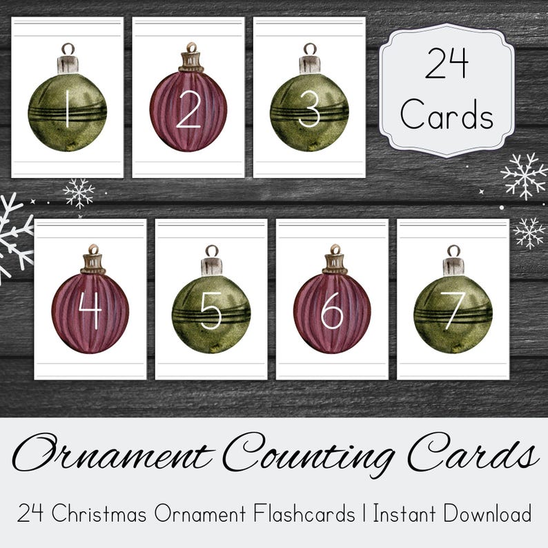 Christmas Counting Flashcards, Preschool Christmas Printables ...
