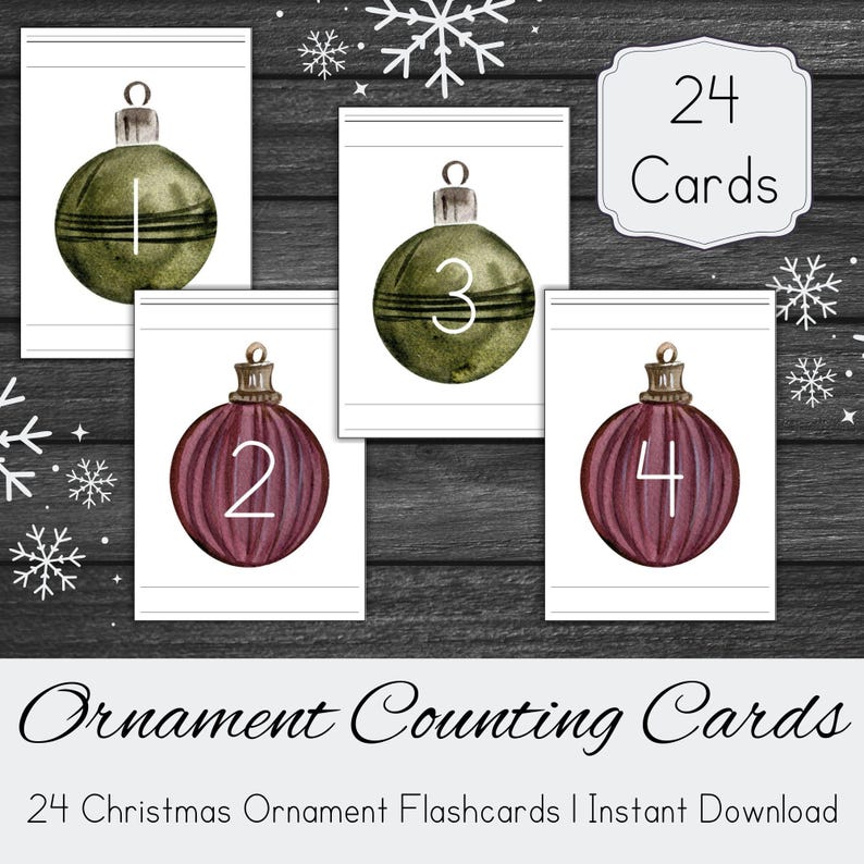 Christmas Counting Flashcards, Preschool Christmas Printables ...