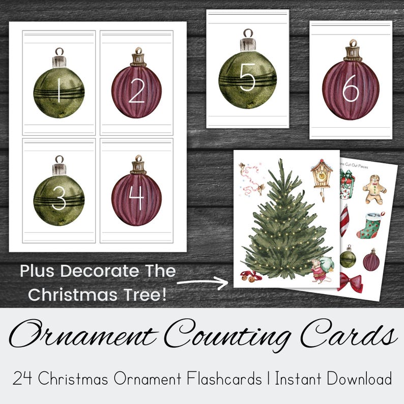 Christmas Counting Flashcards, Preschool Christmas Printables ...