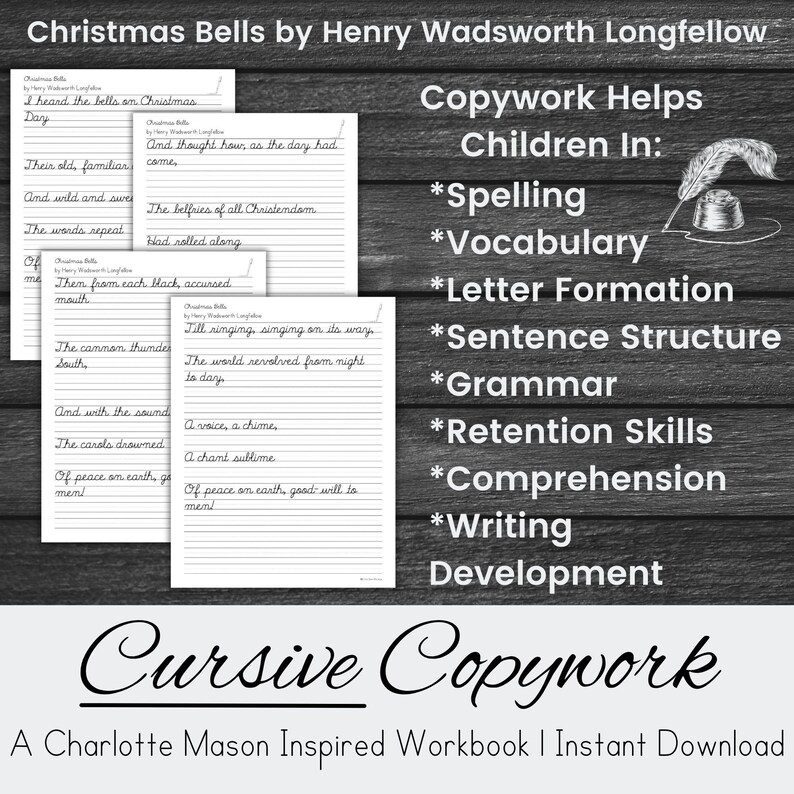 Cursive Copywork Christmas Poem, Cursive Writing Practice Sheets ...