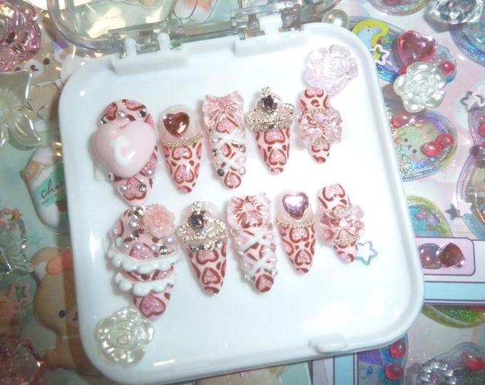 3D Gyaru Pink Heart Leopard Print - Etsy