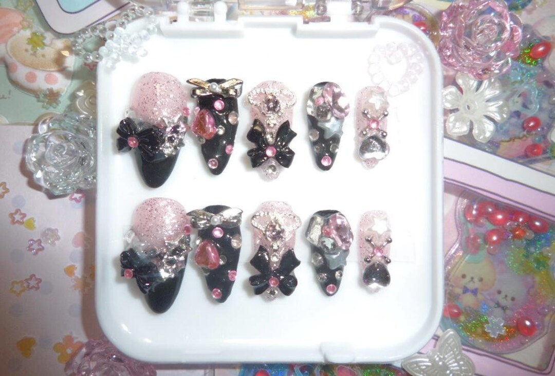 Gyaru Bling Glitter Bomb Press-on Nails - Etsy