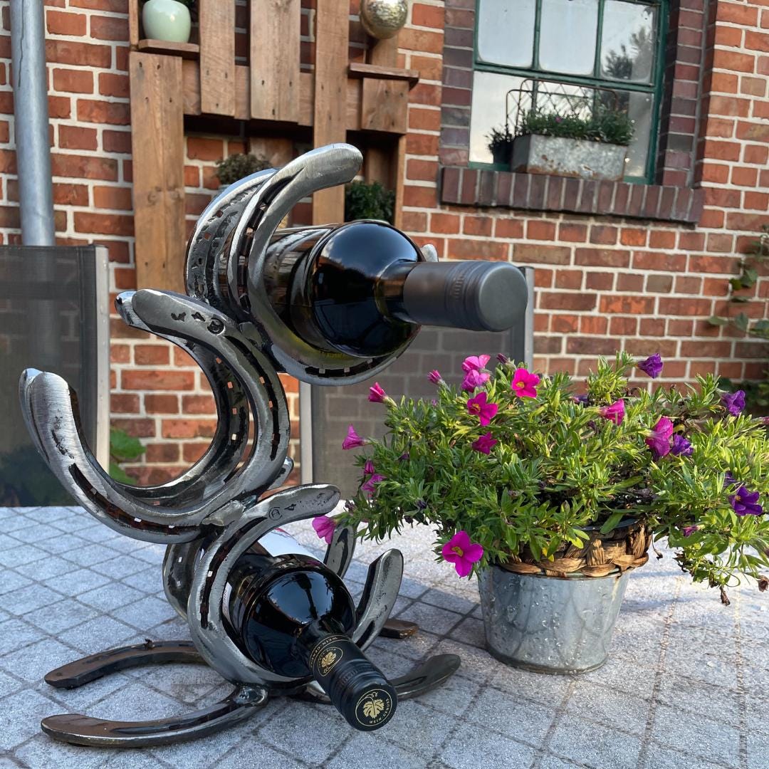Horseshoe Wine Stand/ Metal Bottle Holder/ Decorative Horseshoe - Etsy