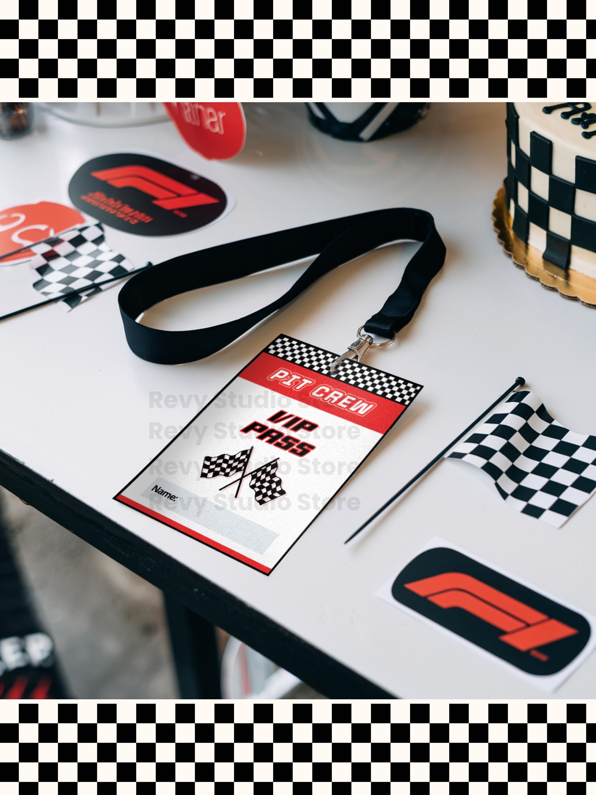Pit Crew VIP Passes - Race Car / F1 Birthday Party Digital Card/tag ...
