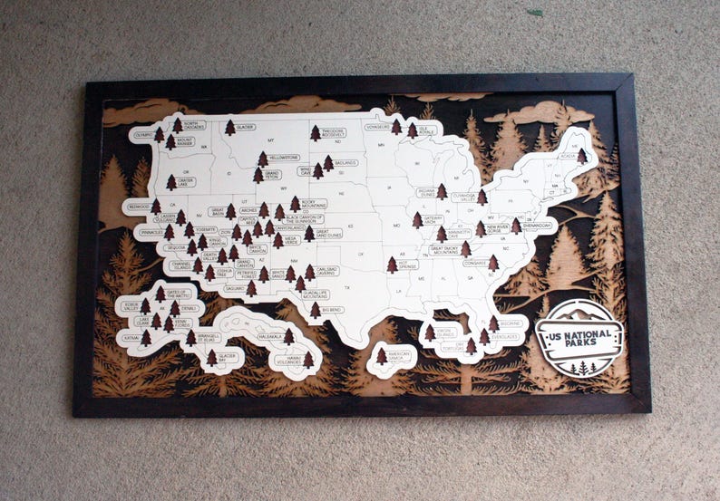 Custom US National Parks Tracker, National Parks Marker, Travelers Map ...
